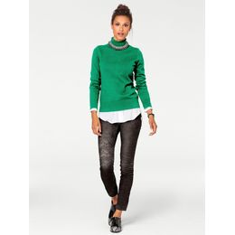Heine Damen Rollkragenpullover "Rollkragen-Pullover", gr&uuml;n, Gr. 46, unifarben, 100% Baumwolle, Pullover