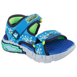 Skechers Kinder Sandale "MEGA-SPLASH 4K", Gr. 32, blau, Lederimitat, Textil, kontrastfarbene Details, Schuhe, Klettschuh im coolen Pixel-Look,