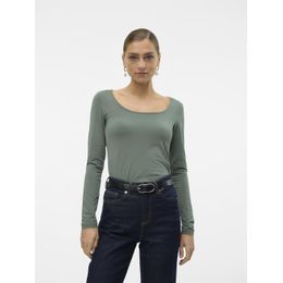 V&eacute;ro Moda VERO MODA Damen Langarmshirt "VMLULU LS U-NECK TOP JRS GA NOOS", gr&uuml;n, Gr. S, unifarben, Jersey, Obermaterial: 95% Baumwolle, 5% Elasthan, Shirts