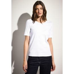Cecil Damen T-Shirt, wei&szlig;, Basic, Gr. XL, unifarben, Web, 100% Baumwolle, Shirts, aus reiner Baumwolle