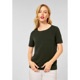 Street One Damen T-Shirt, grün, Gr. 36, unifarben, Stoff, Vorderseite: 100% Viskose, Rückseite: 95% Viskose, 5% Elasthan, Shirts, mit Materialmix