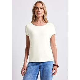 Street One Damen T-Shirt, weiß, Gr. 44, unifarben, Stoff, 95% Viskose, 5% Elasthan, Shirts, mit Materialmix