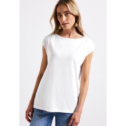 Street One Damen T-Shirt, wei&szlig;, Gr. 44, unifarben, Web, 50% Baumwolle, 50% Modal, Shirts, mit U-Boot-Ausschnitt