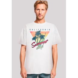 F4NT4STIC Herren T-Shirt "California Palmen Retro", wei&szlig;, Gr. XS, Obermaterial: 100% Baumwolle, Shirts, Premium Qualit&auml;t