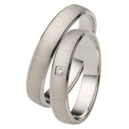 Firetti Damen Trauring "Schmuck Geschenk Gold 750 Hochzeit Ehering "LIEBE"", 70, 0,01 SI = kleine Einschl&uuml;sse mit Brillant, Wei&szlig;gold 375, 4mm, wei&szlig;,