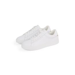 Tommy Hilfiger Damen Plateausneaker "ESSENTIAL COURT SNEAKER", Gr. 36, weiß, Leder, Lederimitat, Schuhe, Freizeitschuh, Halbschuh, Schnürschuh mit