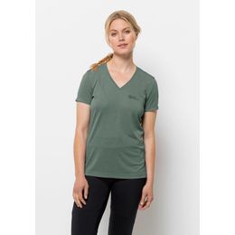 Jack Wolfskin Damen V-Shirt "CROSSTRAIL T WOMEN", gr&uuml;n, Gr. M, OBERSTOFF: 100% POLYESTER, Shirts