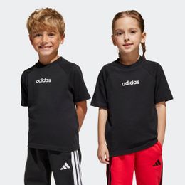 Jungen T-Shirt "LK LIN TEE 160", schwarz-weiß, Gr. 104, adidas Sportswear, Obermaterial: 100% Baumwolle, Shirts