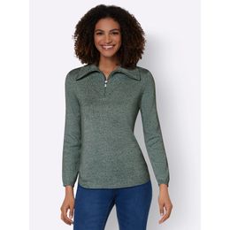 Casual Looks Damen Troyer "Pullover", gr&uuml;n, Gr. 40, meliert, 59% Polyacryl, 41% Baumwolle, Pullover