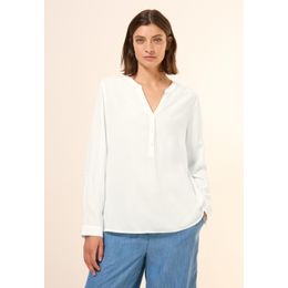 Cecil Damen Langarmbluse, wei&szlig;, Gr. XL, unifarben, Stoff, 100% Viskose, Blusen, mit dekorativer Knopfleiste