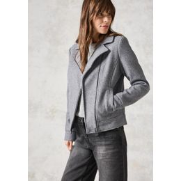 Cecil Damen Bikerjacke, grau, Gr. XL, Web, Obermaterial: 100% Polyester, Jacken, in Woll-Optik
