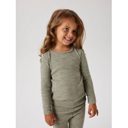 name it Jungen Langarmshirt "NMNWAX WOOL RIB LS TOP NOOS", gr&uuml;n, Gr. 104, unifarben, Feinripp, Obermaterial: 100% Wolle, Shirts, aus reiner