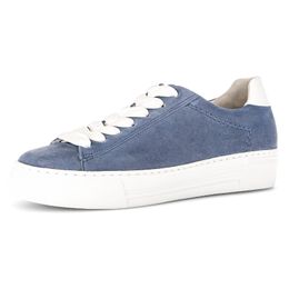 Gabor Damen Plateausneaker "FLORENZ", Gr. 36, blau, Kalbsleder, Ziegenveloursleder, Schuhe, Freizeitschuh, Halbschuh, Schn&uuml;rschuh mit Ziern&auml;hten,