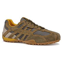 Geox Herren Schnürschuh "U SNAKE ORIGINAL", Gr. 48, grün, Leder, Textil, Schuhe, Schnürschuh, Freizeitschuh, Trekking Sneaker mit Lederinnensohle