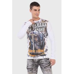 Cipo & Baxx CIPO & BAXX Herren T-Shirt "Sweatshirts", weiß, Gr. XXL, bedruckt, 95% Baumwolle;5% Elasthan, Shirts, mit coolem Print