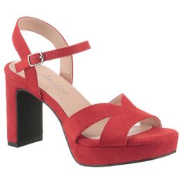ANISTON SHOES Damen High-Heel-Sandalette, Gr. 36, rot, Textil, Veloursleder, Schuhe, Sommerschuh, Abendsandale, Plateau - NEUE KOLLEKTION