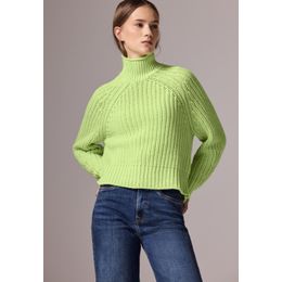 Damen Strickpullover, grün, Gr. 42, STREET ONE STUDIO, unifarben, Web, 60% Baumwolle, 40% Polyacryl, Pullover, im soften Baumwoll-Mix