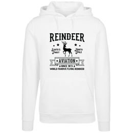 F4NT4STIC Damen Kapuzenpullover "Reindeer Aviation Retro Christmas Sign", wei&szlig;, Gr. S, Obermaterial: 65% Baumwolle, 35% Polyester, Pullover, Premium
