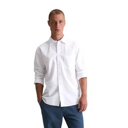 Marc O'Polo Herren Langarmhemd "mit feiner Crinkle-Struktur", weiß, Gr. XL, MARC O'POLO DENIM, unifarben, Obermaterial: 80% Baumwolle, 20% Polyamid, Hemden