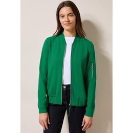 Cecil Damen Cardigan, gr&uuml;n, Gr. S, bedruckt, Stoff, 67% Viskose, 28% Nylon, 5% Elasthan, Strickjacken, mit Stehkragen