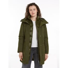 Tommy Hilfiger Damen Parka, grün, Gr. S, Obermaterial: 59% Baumwolle, 41% Polyester. Futter: 100% Polyamid. Wattierung: 100% Polyester, Jacken, mit