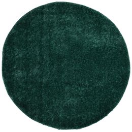 Hochflor-Teppich Home Affaire, H:43mm &Oslash;:190cm, gr&uuml;n, Kunstfaser, Teppiche, "Anastasia", Shaggy-Teppich, Uni-Farben, besonders weich durch Mikrofaser