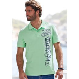 John Devin Herren Poloshirt, grün, Gr. XL, bedruckt, Piqué, Obermaterial: 100% Baumwolle, Shirts, mit großem Druck vorn aus Baumwoll-Piqué