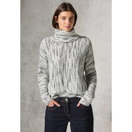 Cecil Damen Rollkragenpullover, weiß, Gr. XL, gemustert, Web, 34% Baumwolle, 31% Polyacryl, 29% Polyester, 6% Nylon, Pullover, im soften Baumwoll-Mix