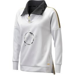 LPO Damen Fleecejacke "Sweat Troyer HAINESVILLE WOMEN", wei&szlig;, Gr. 40, 82% Polyester; 18% Elastan, Jacken, Modischer Print