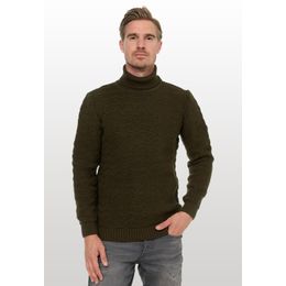 Rusty Neal Herren Rollkragenpullover, grün, Gr. L, unifarben, 70% Polyacryl, 30% Baumwolle, Pullover, im angesagten Design