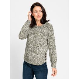 Inspirationen Damen Rundhalspullover "Rundhals-Pullover", gr&uuml;n, Gr. 38, gemustert, meliert, 50% Polyester, 50% Polyacryl, Pullover