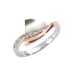 ZEEme Damen Fingerring "Silber 925 zweifarbig mit Zirkonia weiß", 060 (19,1), Silber 925 (Sterlingsilber), weiß, Silber 925 (Sterlingsilber),