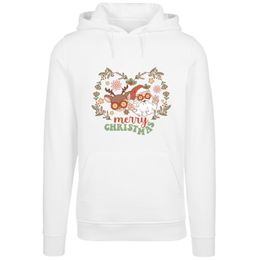 F4NT4STIC Damen Kapuzenpullover "Christmas Hippie Santa And Reindeer", wei&szlig;, Gr. M, Obermaterial: 65% Baumwolle, 35% Polyester, Pullover, Premium