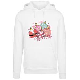 F4NT4STIC Damen Kapuzenpullover "Pink Cute Christmas Tree Balls", wei&szlig;, Gr. L, Obermaterial: 65% Baumwolle, 35% Polyester, Pullover, Premium Qualit&auml;t