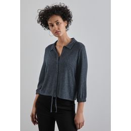 Street One Damen Cardigan, blau, Gr. 46, meliert, Stoff, 80% Viskose, 15% Polyester, 5% Elasthan, Strickjacken, aus softem Materialmix