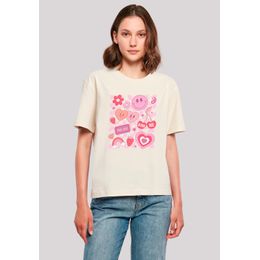 F4NT4STIC Damen T-Shirt "Retro Valentinstag Herz Rainbow Fruits", weiß, Gr. S, Obermaterial: 100% Baumwolle, Shirts, Premium Qualität