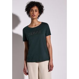 Street One Damen T-Shirt, grün, Gr. 34, bedruckt, Web, 50% Baumwolle, 50% Modal, Shirts, mit Rundhalsausschnitt