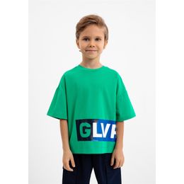 Gulliver Mädchen T-Shirt, grün, Gr. 110, bedruckt, 95% Baumwolle, 5% Elasthan, Shirts, mit coolen Schriftprints