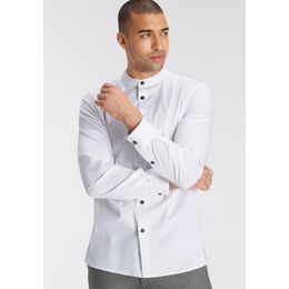 Bruno Banani Herren Langarmhemd "mit Stehkragen", weiß, Basic, Gr. 41, Popeline, Obermaterial: 97% Baumwolle, 3% Elasthan, Hemden