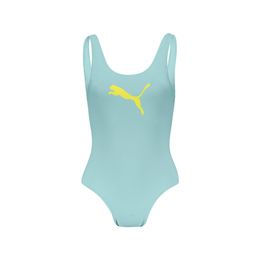 Puma Damen Badeanzug "Puma SWIM WOMEN SWIMSUIT", grün, Gr. L, unifarben mit Farbeinsatz, Obermaterial: 80% Polyamid, 20% Elasthan, Badeanzüge, mit
