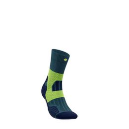 Bauerfeind Damen Kompressionsstr&uuml;mpfe "Trail Run Mid Cut Socks, Women", Gr. 39, gr&uuml;n, Polyamid, unifarben mit Farbeinsatz, Socken