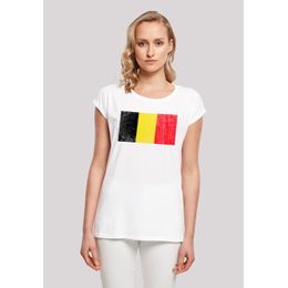 F4NT4STIC Damen T-Shirt "Belgium Belgien Flagge", wei&szlig;, Gr. L, Obermaterial: 100% Baumwolle, Shirts, Print