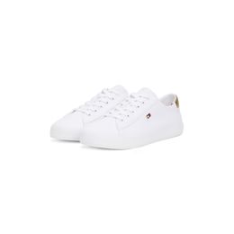 Tommy Hilfiger Damen Plateausneaker "VULC CANVAS LACE UP SNEAKER", Gr. 35, wei&szlig;, Baumwolle, Schuhe, Freizeitschuh, Halbschuh, Schn&uuml;rschuh, in