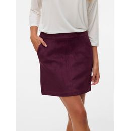 Véro Moda VERO MODA Damen Lederimitatrock "VMDONNADINA FAUXSUEDE SHORT SKIRT", rot, Gr. XS, unifarben, Web, Obermaterial: 90% Polyester, 10% Elasthan, Röcke