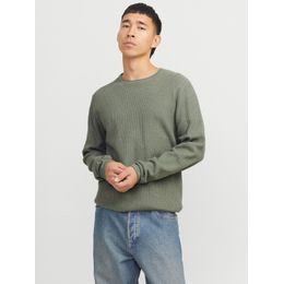 Jack & Jones JACK & JONES Herren Rundhalspullover "JJECOOPER KNIT CREW NECK NOOS", gr&uuml;n, Gr. S, meliert, Strick, Obermaterial: 100% Baumwolle, Pullover, in Strick