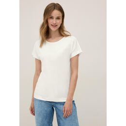 Cecil Damen V-Shirt, wei&szlig;, Gr. XL, unifarben, Web, 50% Baumwolle, 50% Modal, Shirts, im soften Baumwoll-Mix