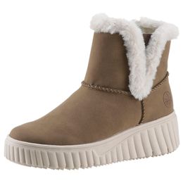 Rieker Damen Winterboots, Gr. 40, weiß, Textil, Velourslederimitat, Schuhe, Schlupfboots, Stiefelette mit beidseitigen Stretcheinsätzen