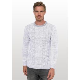 Rusty Neal Herren Strickpullover, wei&szlig;, Gr. S, mehrfarbig, 70% Polyacryl, 30% Baumwolle, Pullover, mit meliertem Design