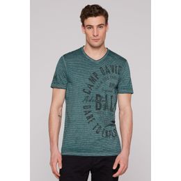CAMP DAVID Herren T-Shirt, weiß, Gr. M, bedruckt, gestreift, Single Jersey, Obermaterial: 50% Baumwolle, 50% Polyester, Shirts, mit Logo Print