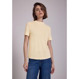 Damen T-Shirtmellow vanilla, Gr. 34, STREET ONE STUDIO, unifarben, Stoff, 60% Viskose, 40% Polyester, Shirts, mit Turtleneck